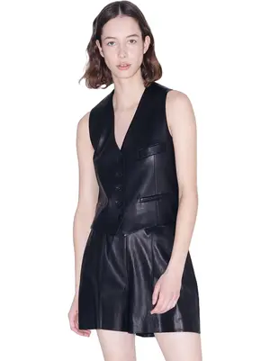 Rosetta Getty Tailored Leather Vest - Black