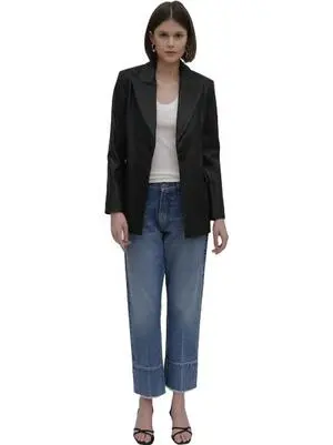 Rosetta Getty Peak Lapel Leather Jacket - Black