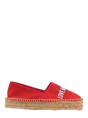 Moschino Rhinestone Logo Flatform Espadrilles - Red