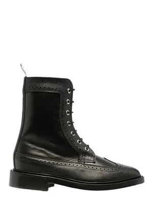 Thom Browne Brogue-detail Combat Boots - Black
