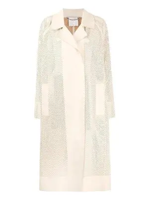 Stella McCartney Faux-leather Perforated Coat - Neutrals