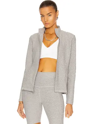 Beyond Yoga Beyond Yoga Spacedye On The Go Mock Neck Jacket Silver Mist