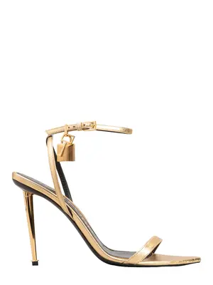 TOM FORD Lock Metallic Stiletto Sandals - Gold