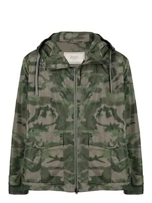 Herno Camouflage Print Hooded Jacket - Green