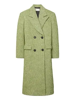 Tory Burch Oversized Twill Coat - Green Irregular Twill Coating
