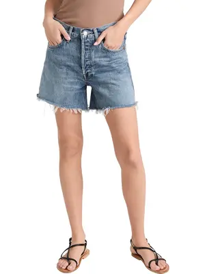 AGOLDE Parker Long Denim Shorts - Skywave
