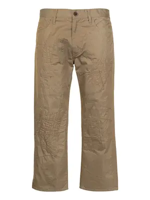 Junya Watanabe Embroidered Cropped Chinos - Brown