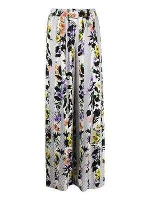 Off-White Floral-print Palazzo Pants - Grey