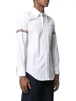 Thom Browne Button Down Stripe Sleeve Shirt - White