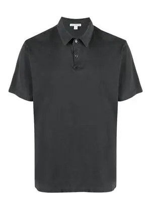 JAMES PERSE Sueded-jersey Polo Shirt - Grey