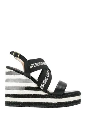Moschino Striped Wedge Sandals - Black