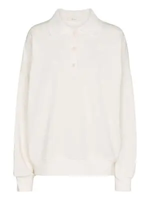 THE ROW Corzas Cotton Polo Sweater - White