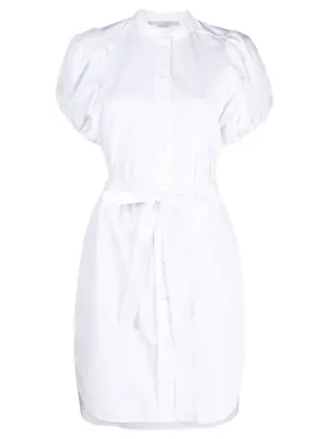 Stella McCartney Tied Waist Poplin Shirt Dress - White