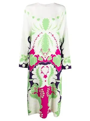 Valentino Garavani Floral Print Silk Midi Dress - White