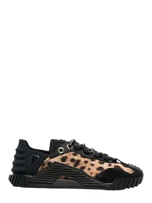 Dolce & Gabbana Leopard Panel Low-top Sneakers - Brown