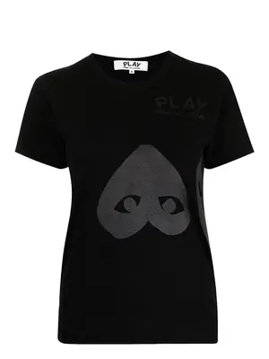 Play Comme Des Garcon Heart Print T-shirt - Black
