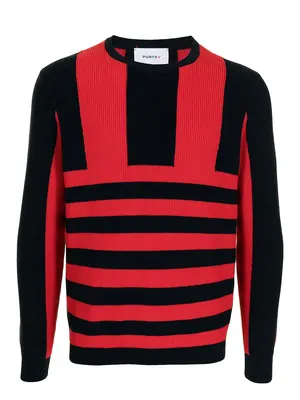 PORTS V Stripe-print Knitted Jumper - Red