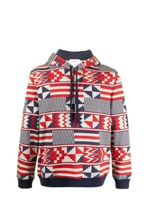 PORTS V Geometric Print Hoodie - White