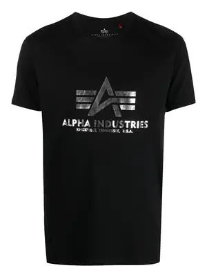 Alpha Industries Metallic Logo Print Cotton T-shirt - Black