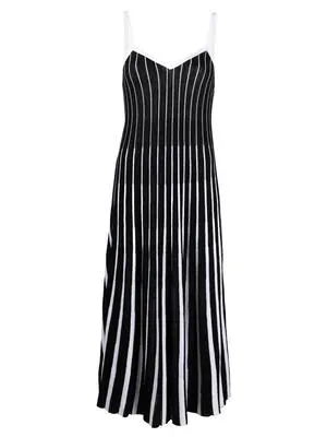 Red Valentino Knitted Striped Midi Dress - Black