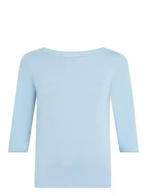 Majestic Filatures Boat-neck Top With 3/4 Sleeves - Blue