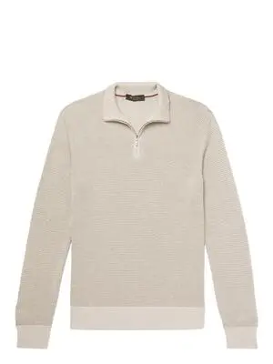 Loro Piana Slim-fit Ribbed Half-zip Sweater - Gray