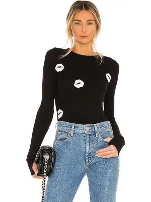 Lauren Moshi Mckinley All Over Lips Top - Black