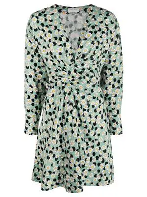 SANDRO Sandro Floral & Polka Dot Print Mini Dress