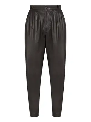 Dolce & Gabbana Lambskin Leather Tapered Trousers - Black