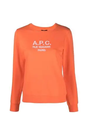 A.p.c. Logo Embroidered Crewneck Sweatshirt - Orange