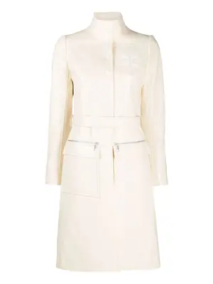 COURREGES Logo-appliqué Vinyl Trench Coat - Neutrals