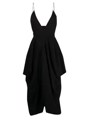 Stella McCartney Plunge-neck Draped Midi-dress - Black