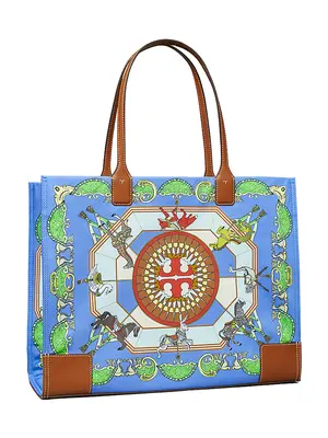 Tory Burch Ella Printed Tote Blue Carousel