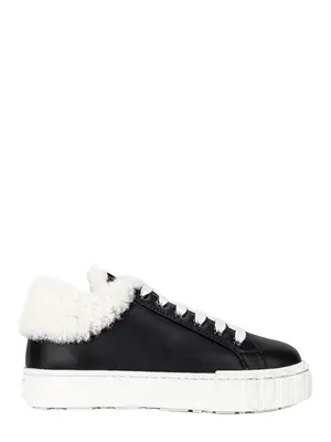 Miu Miu Lace-up Sneakers - Nero & Natural
