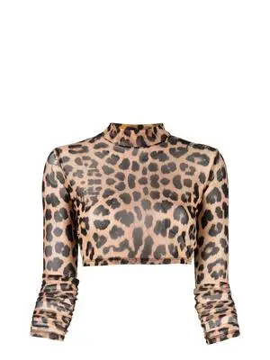 Philipp Plein Leopard-print Cropped Top - Brown