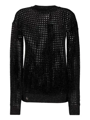 PHILIPP PLEIN Metallic-Threaded Mesh Jumper