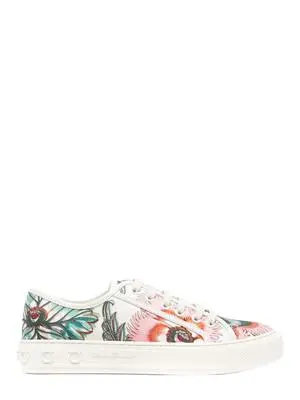 FERRAGAMO Papavero Print Low-top Sneakers - Neutrals