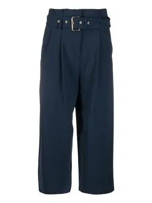 Michael Kors Belted Cropped Trousers - Blue