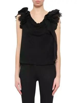 Givenchy Off-shoulder Frill Trim Blouse - Black