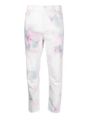 MARANT ETOILE Abstract-print Cropped Trousers - White