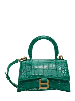 Balenciaga Balenciaga Beige Croc XS Hourglass Bag 3613 Jade