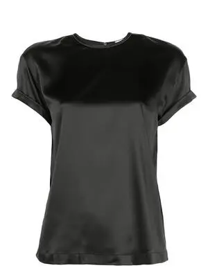 Brunello Cucinelli Silk Crew-neck T-shirt - Black