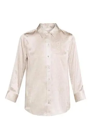L'Agence Dani 3/4-sleeve Silk Blouse Ecru Beige