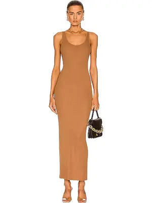 Enza Costa Enza Costa Silk Rib Ankle Length Tank Dress Bronze