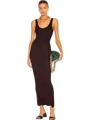 Enza Costa Enza Costa Silk Rib Ankle Length Tank Dress Brown