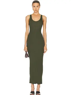 Enza Costa Enza Costa Silk Rib Ankle Length Tank Dress Dark Olive