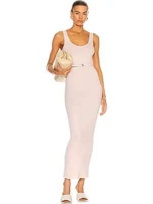 Enza Costa Enza Costa Silk Rib Ankle Length Tank Dress Shell Pink