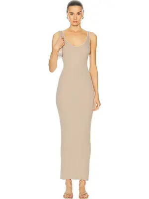 Enza Costa Enza Costa Silk Rib Ankle Length Tank Dress Tan