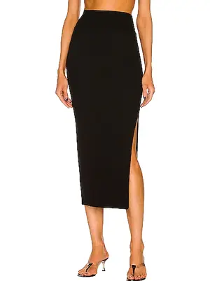 Enza Costa Silk Rib Essential Skirt Black