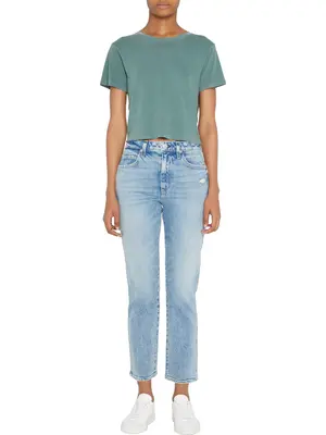AMO AMO Denim Babe Cropped Tee Leaf